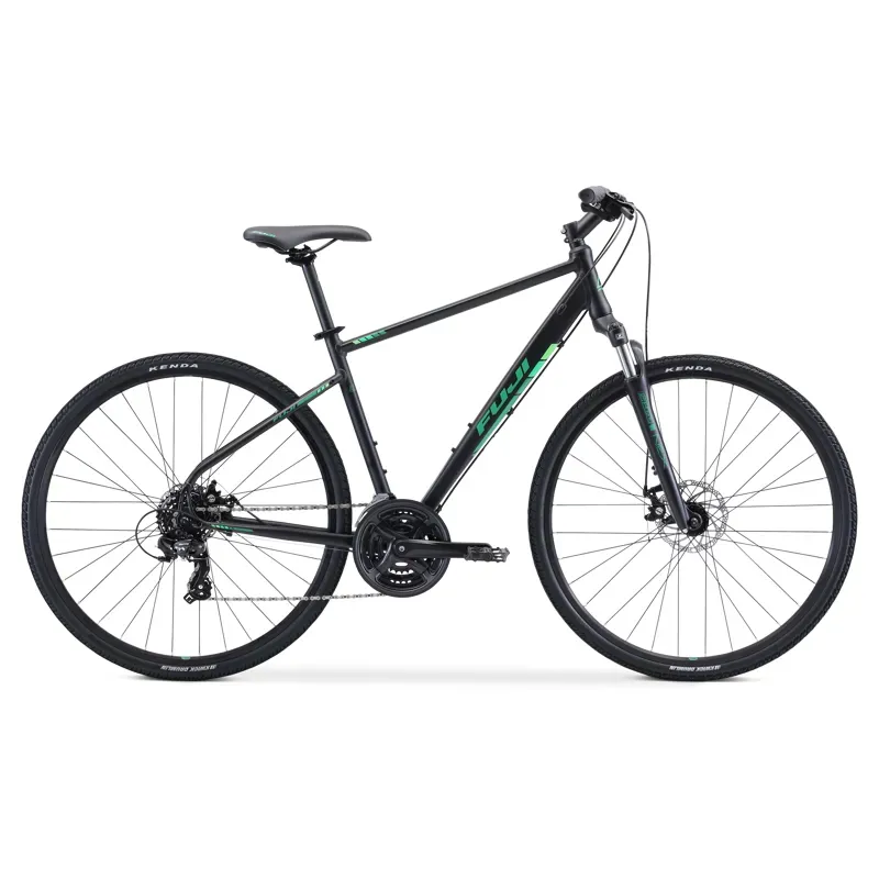 Fuji Bikes Traverse 1.7 Hybrid Bike In Satin Black/Green